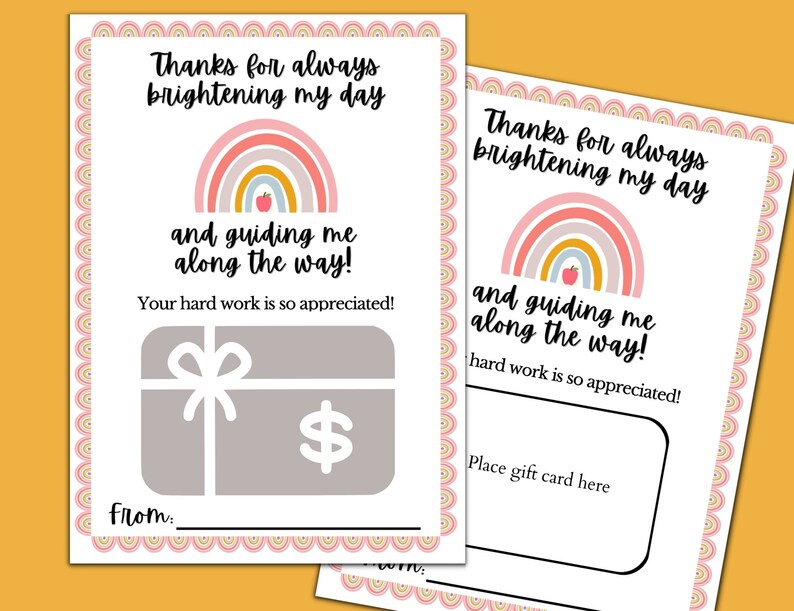 Teacher and Staff Appreciation Gift Card Holder Printable - Etsy