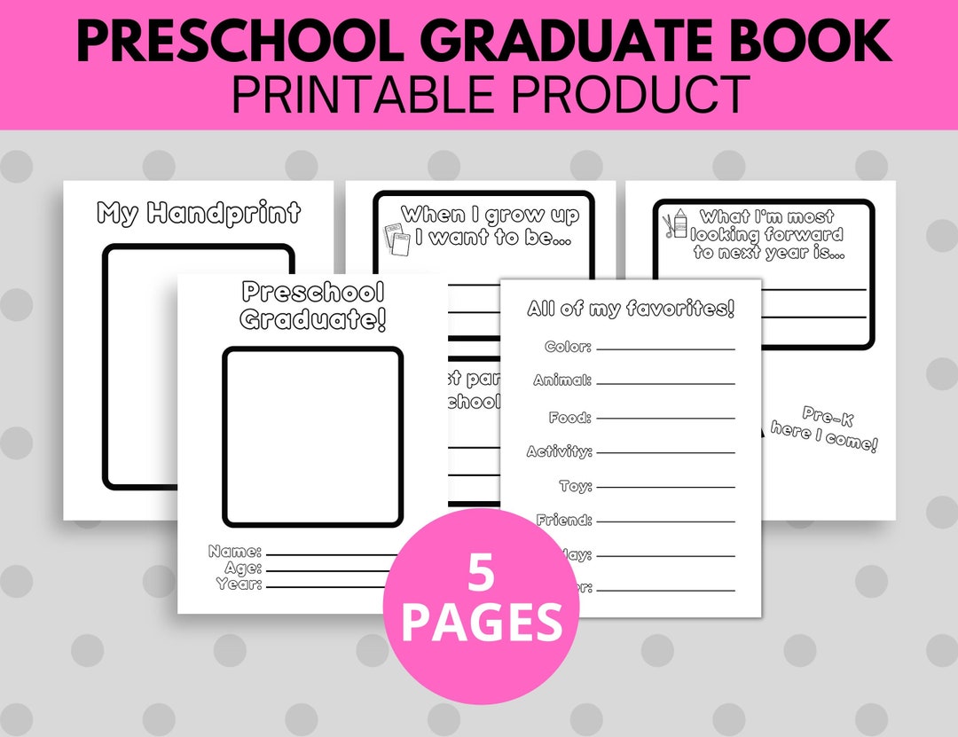 Preschool Graduate Book Printable Printable Keepsake Pages - Etsy