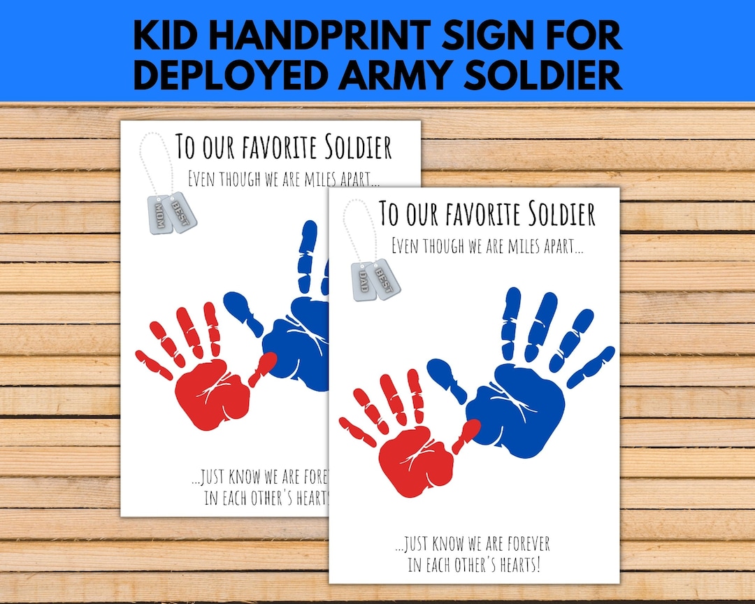 Kid Handprint Sign for Deployed Army Soldier Printable | Handprint Sign ...