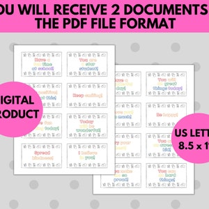 Lunch Box Notes for Kids Printable Positive Affirmation - Etsy