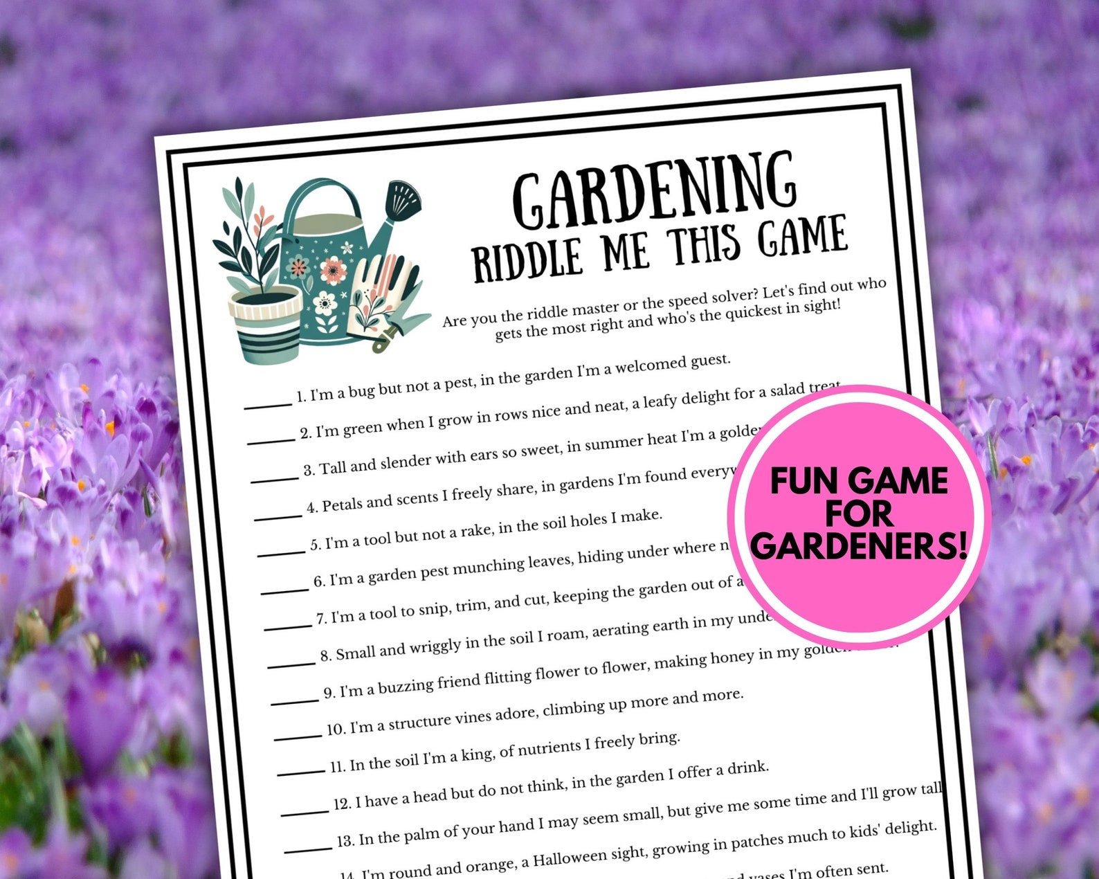 Gardening Riddle Me This Game | Gardening Trivia Game | Gardener ...