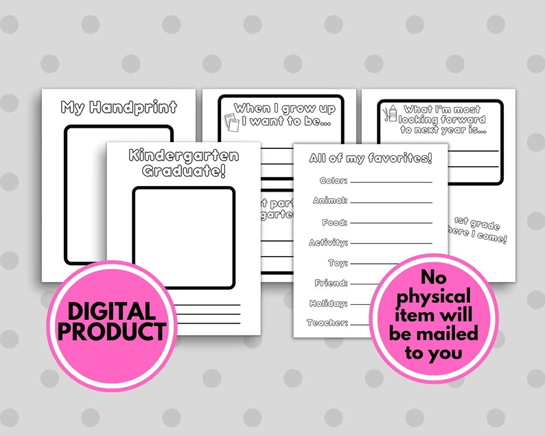 Kindergarten Graduate Book Printable Keepsake Pages Graduation ...