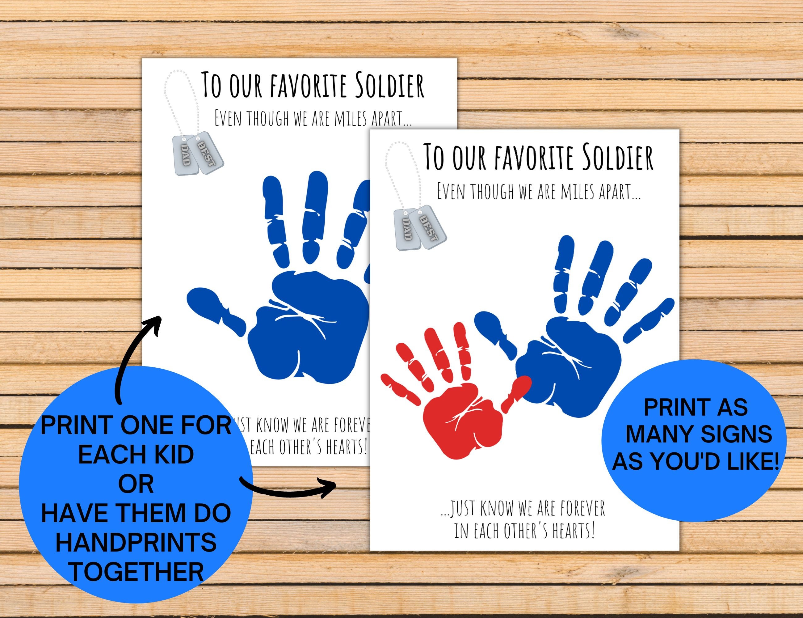 Kid Handprint Sign for Deployed Army Soldier Printable - Etsy