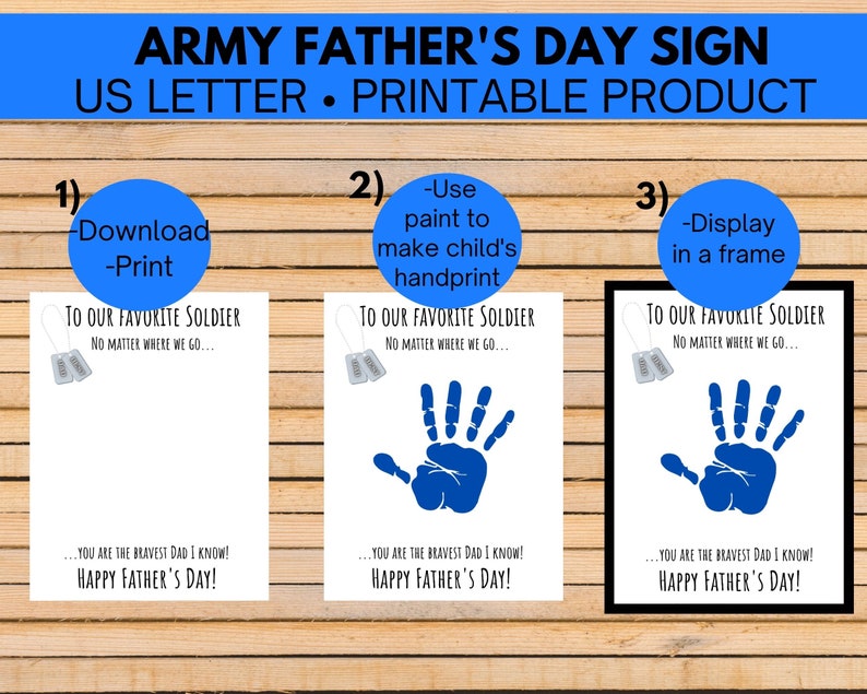 Army Father's Day Sign Printable | Handprint Sign Printable - Etsy