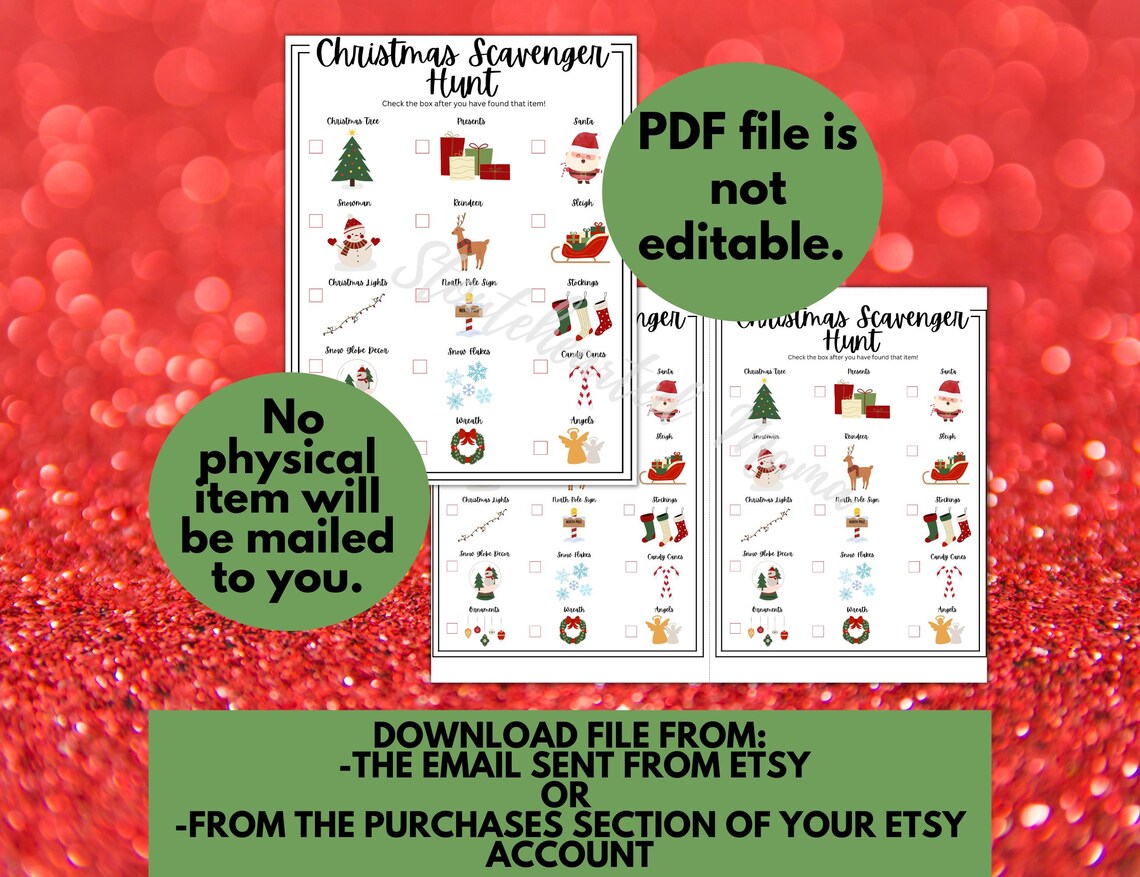 Christmas Scavenger Hunt Printable for Kids Family Reunion - Etsy