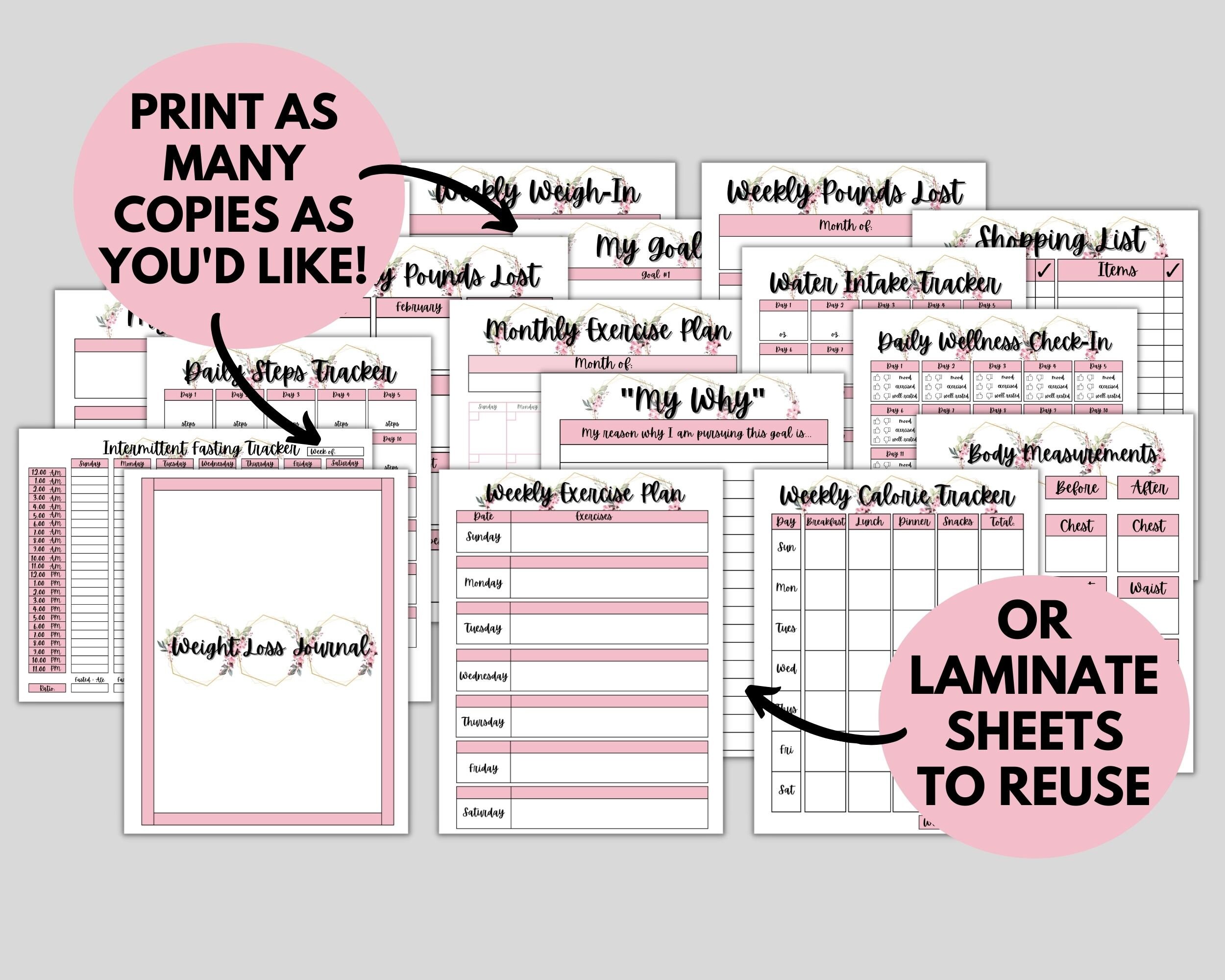Weight Loss Journal Printable Self Care Weight Loss Tracker Planner ...