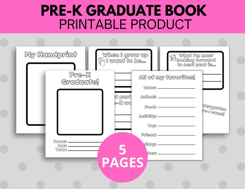 Pre-k Graduate Book Printable Printable Keepsake Pages - Etsy