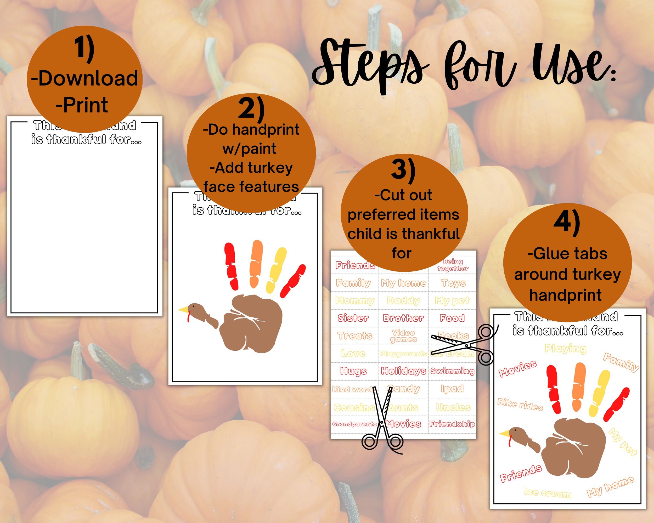 Thanksgiving Handprint Craft Printable for Kids Thanksgiving Toddler ...