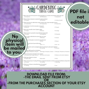 Gardening Trivia Game | Spring Garden Party Trivia Game | Gardener ...