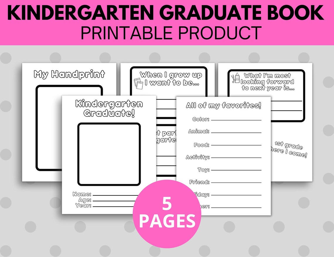 Kindergarten Graduate Book Printable Keepsake Pages - Etsy