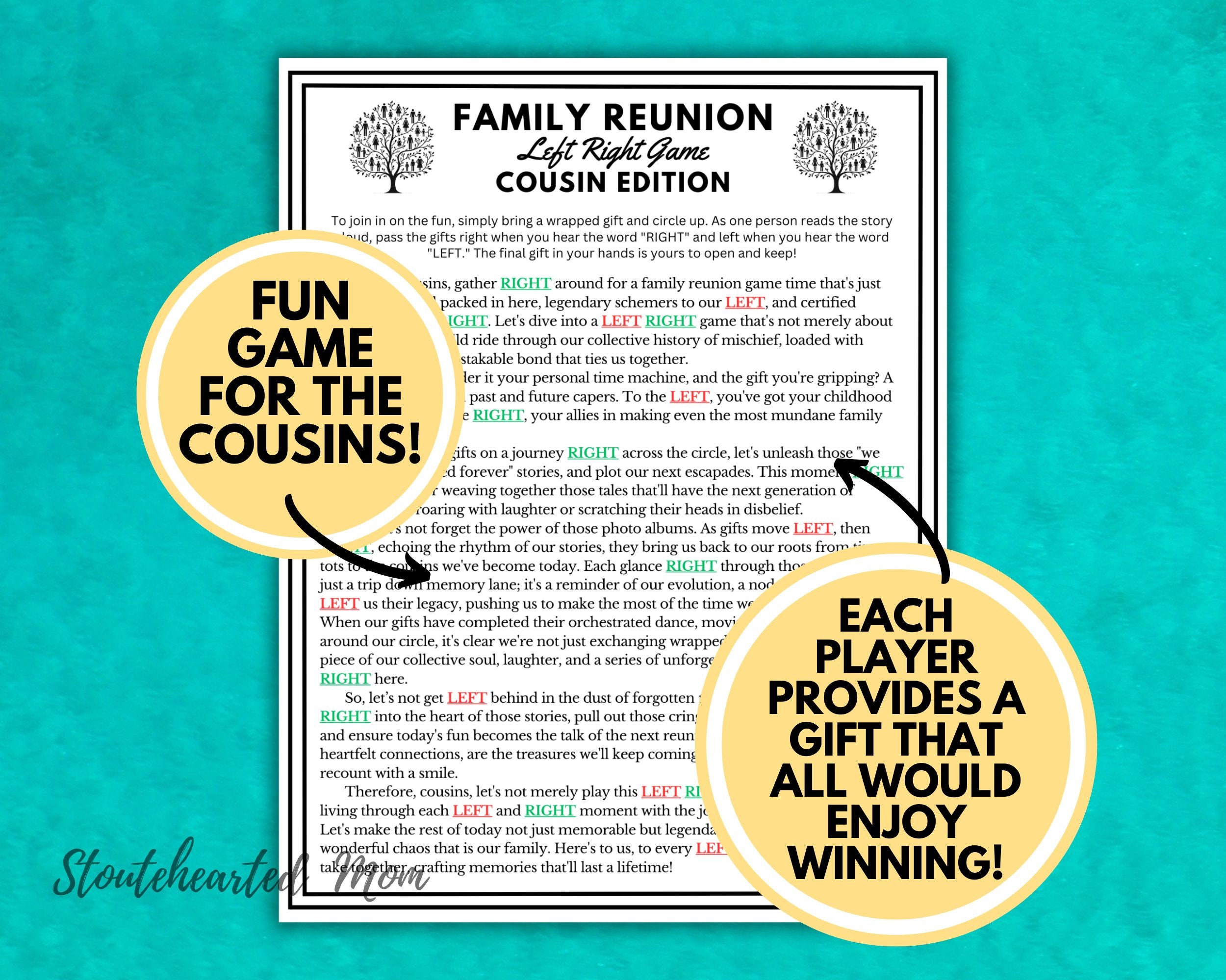 Family Reunion Left Right Game Printable Cousin Crew Family Reunion ...