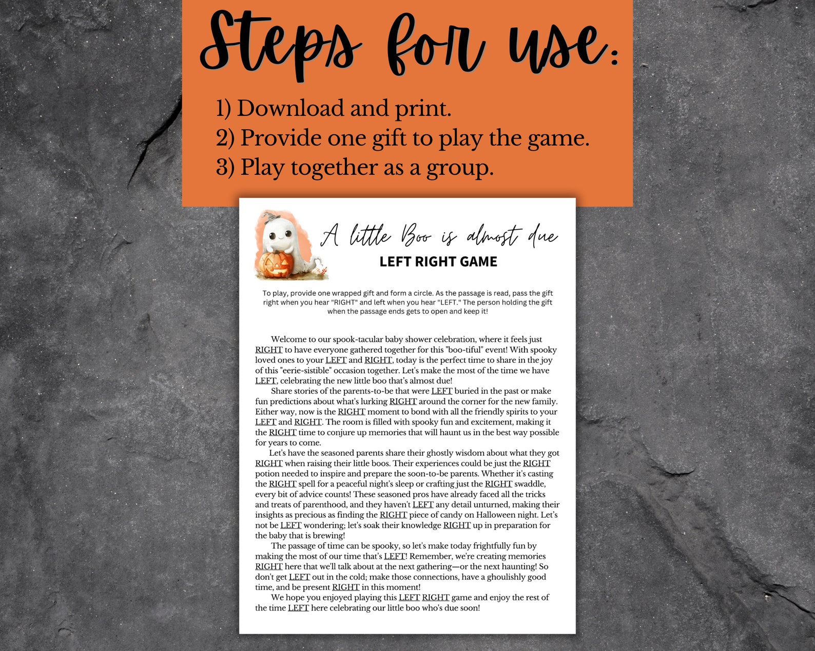 A Little Boo is Almost Due Left Right Game | Halloween Baby Shower ...