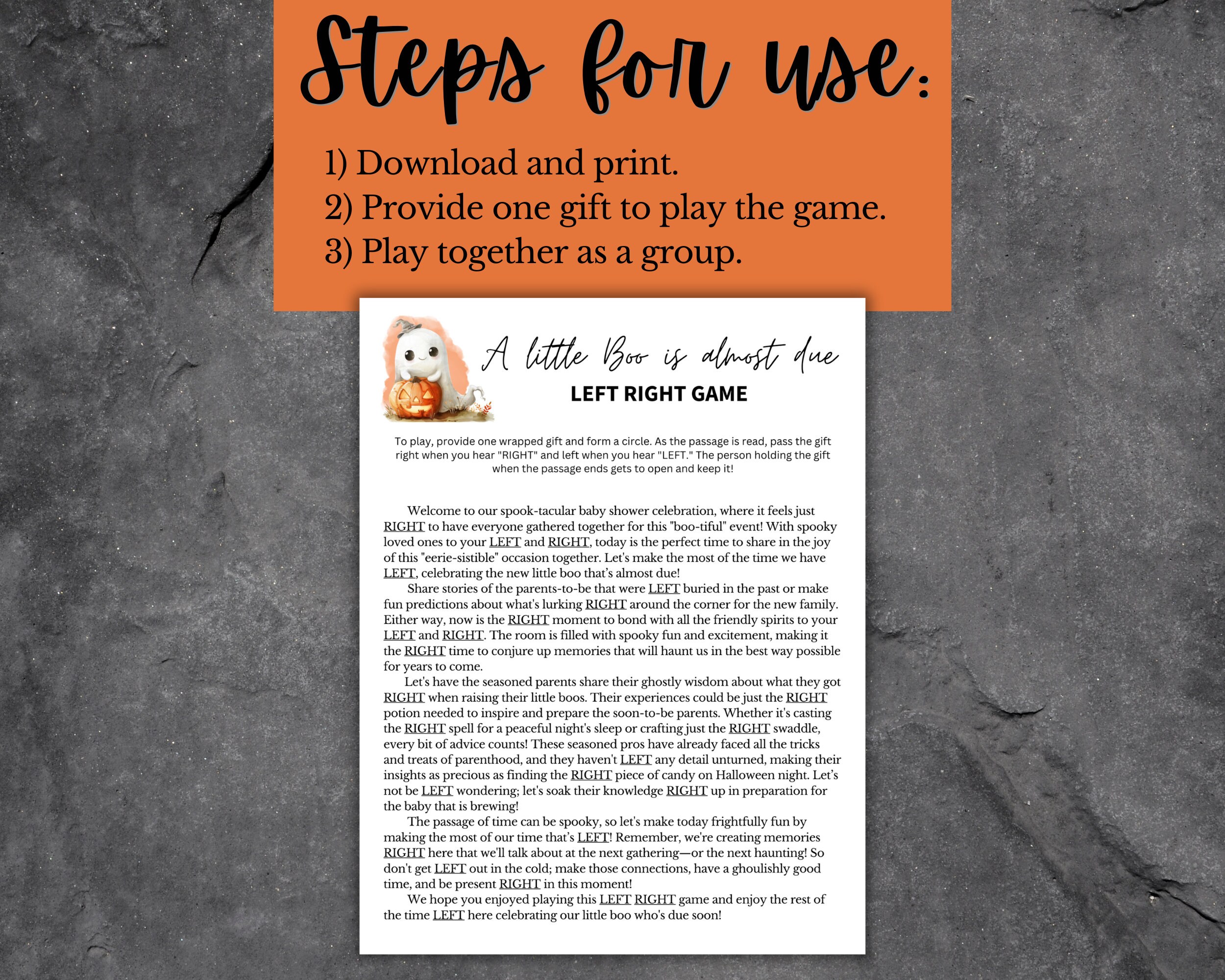 A Little Boo is Almost Due Left Right Game | Halloween Baby Shower ...