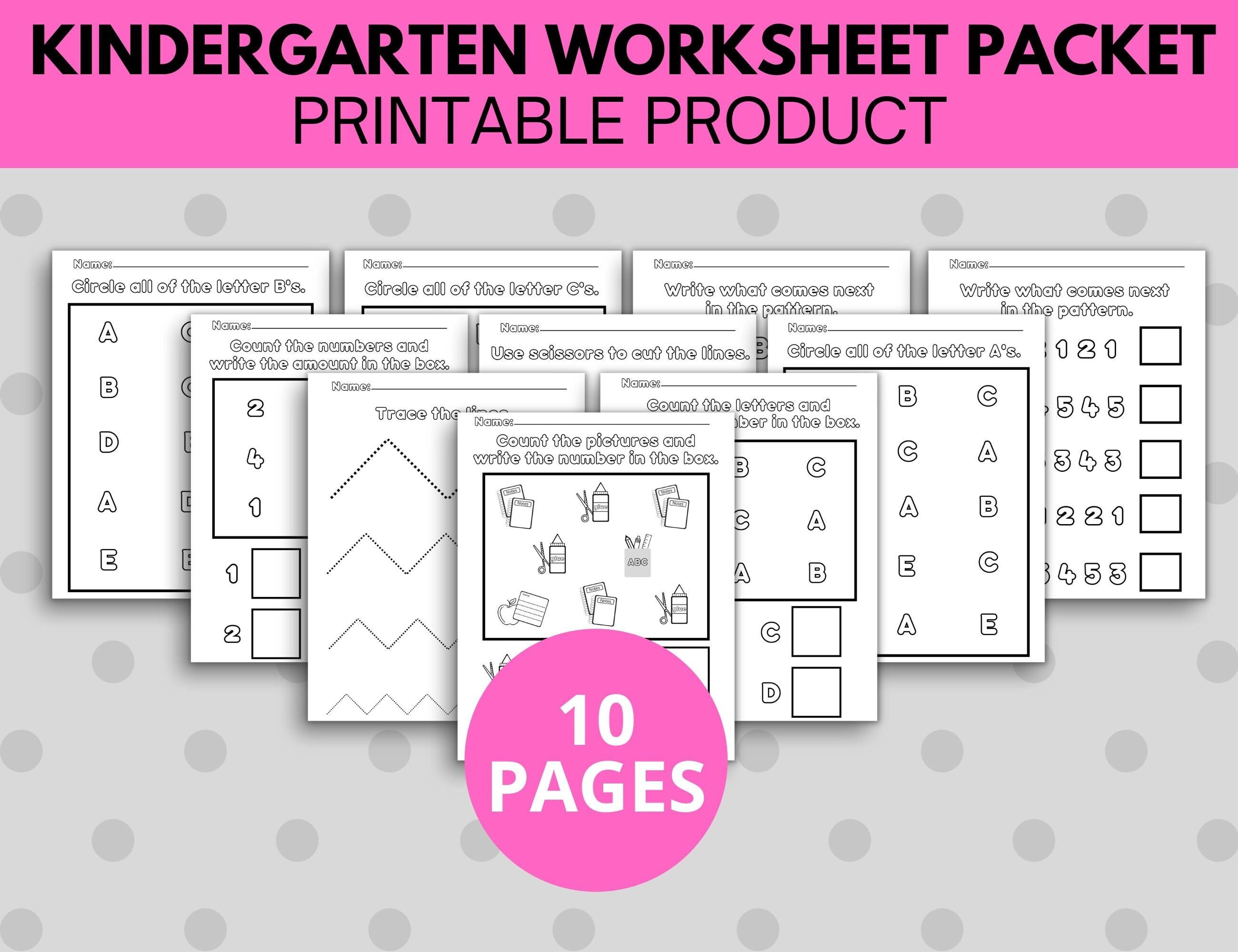 Kindergarten Worksheet Packet Printable Kindergarten - Etsy