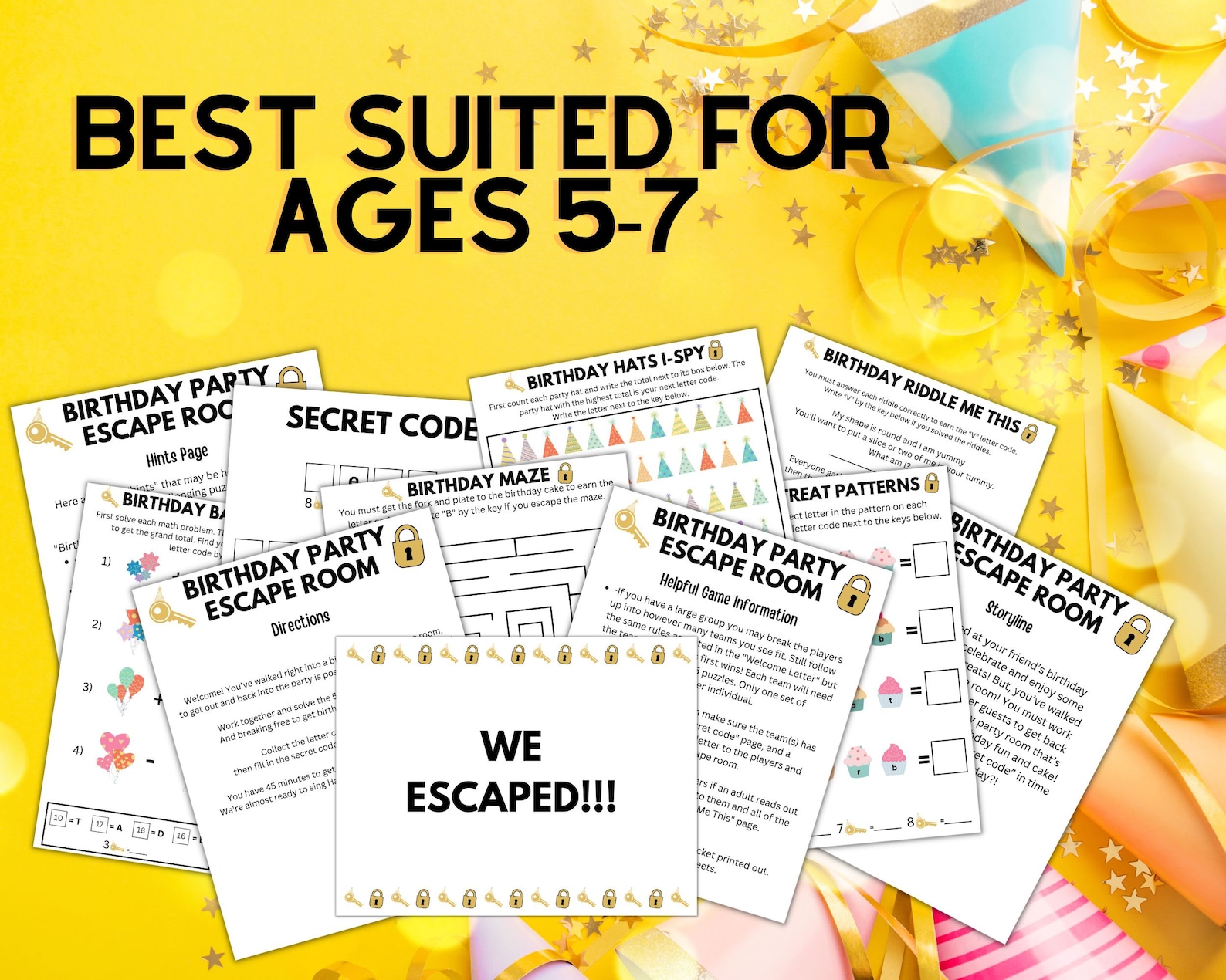 Birthday Escape Room Printable Kit | Birthday Party Escape Room Game ...