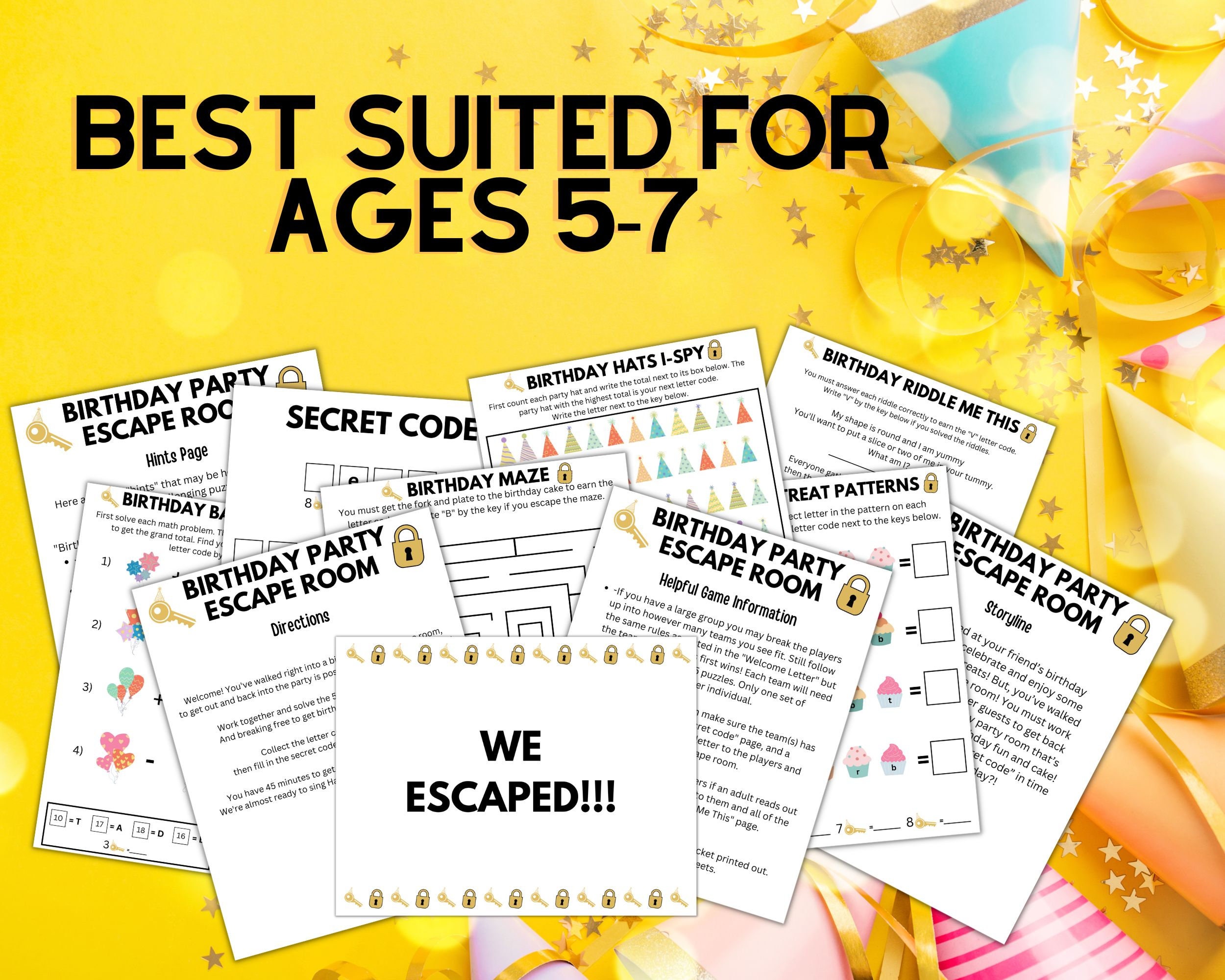 Birthday Escape Room Printable Kit | Birthday Party Escape Room Game ...
