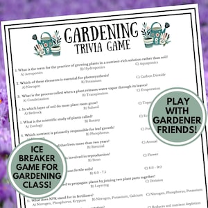 Gardening Trivia Game | Spring Garden Party Trivia Game | Gardener ...