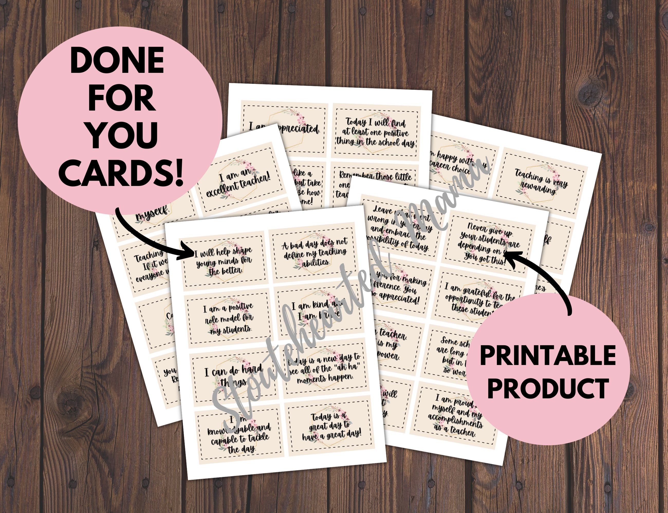 Teacher Affirmation Cards Printable Teacher Appreciation - Etsy