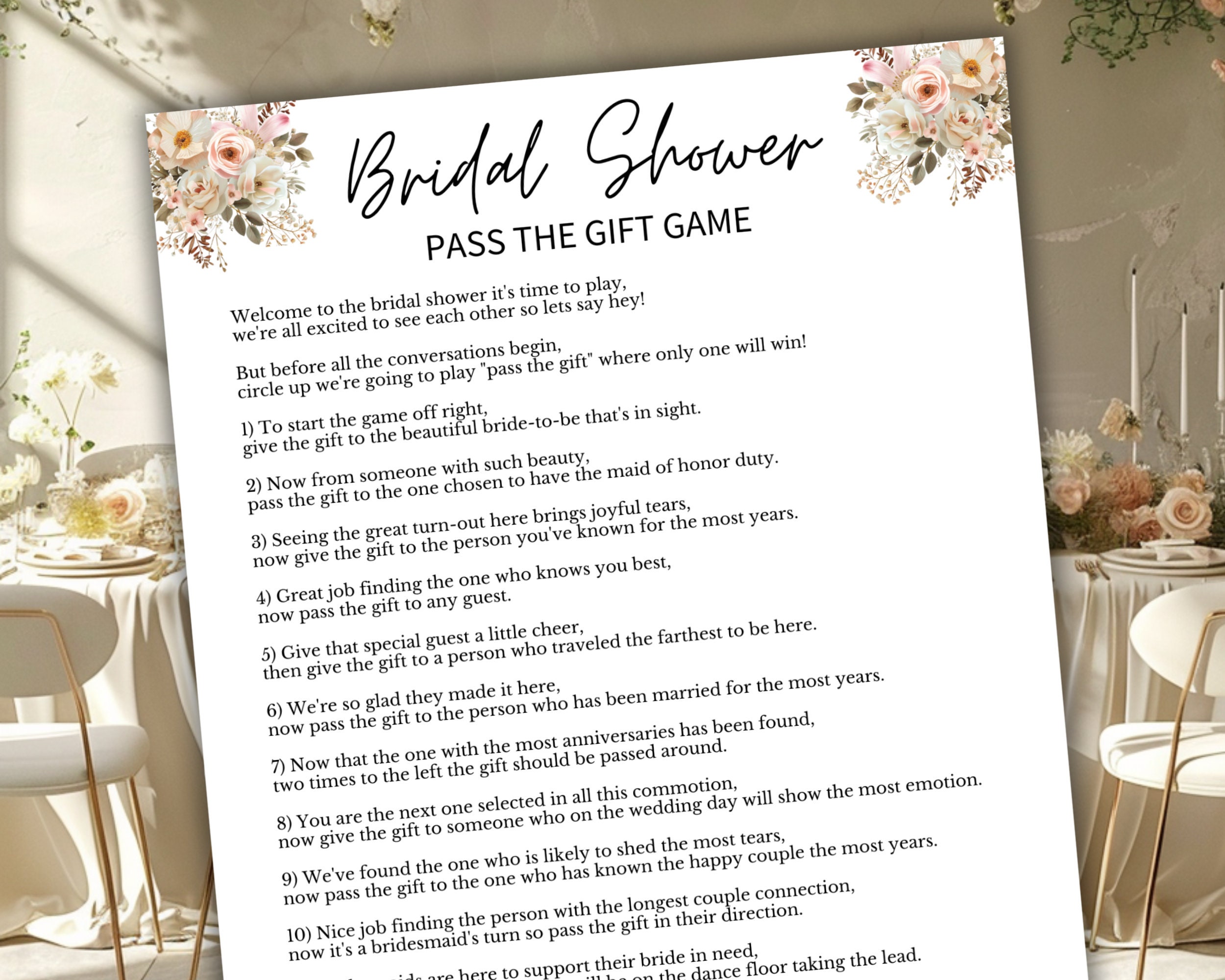 Bridal Shower Pass the Gift Game Printable | Bridal Shower Find the ...