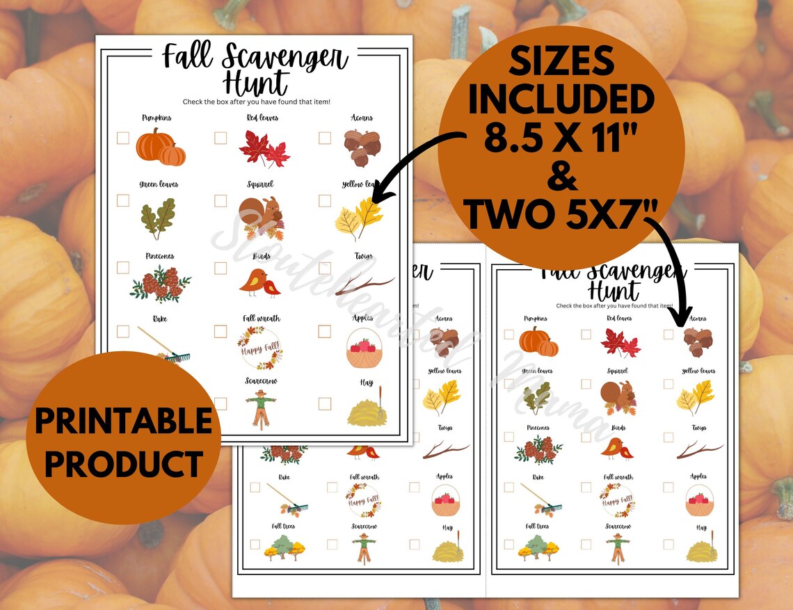Fall Scavenger Hunt Printable for Kids Nature Walk Scavenger - Etsy