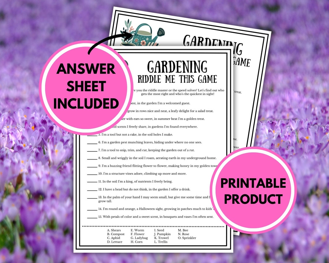 Gardening Riddle Me This Game | Gardening Trivia Game | Gardener ...