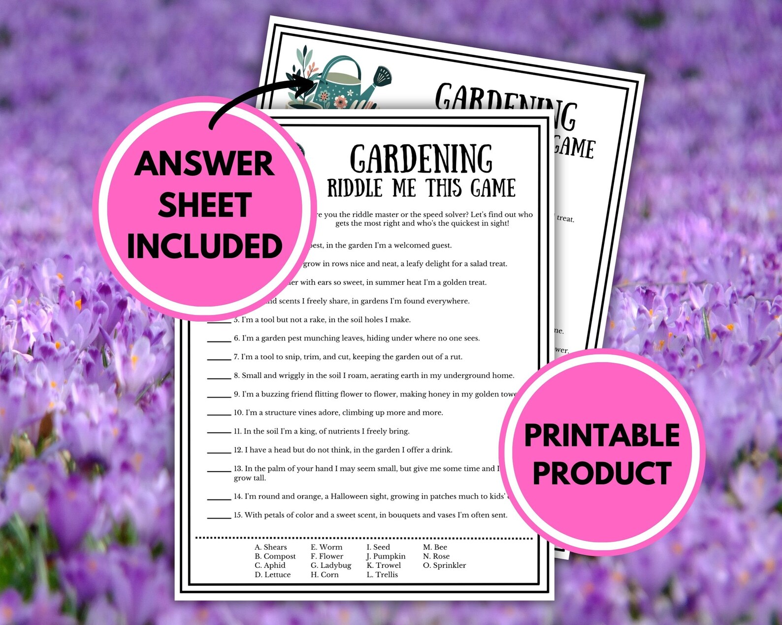 Gardening Riddle Me This Game | Gardening Trivia Game | Gardener ...