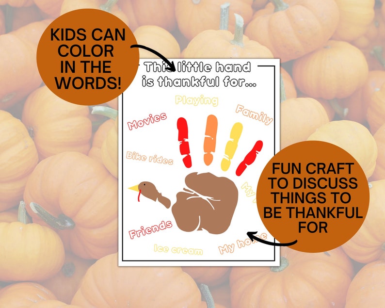 Thanksgiving Handprint Craft Printable for Kids Thanksgiving Toddler ...