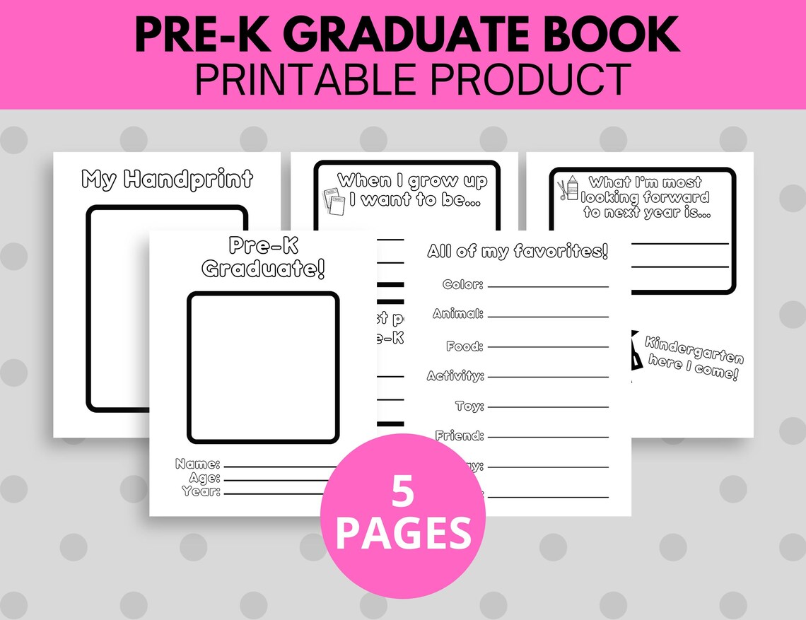 Pre-k Graduate Book Printable Printable Keepsake Pages - Etsy