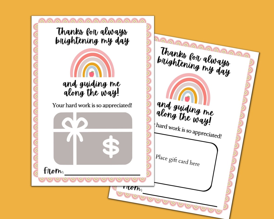 Teacher and Staff Appreciation Gift Card Holder Printable | End of Year ...