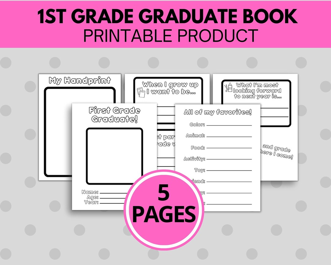 1st Grade Graduate Printable Keepsake Pages Book | Graduation Handprint ...