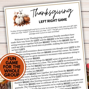 Gift Exchange Game | Thanksgiving Left Right Game | Thanksgiving Pass ...