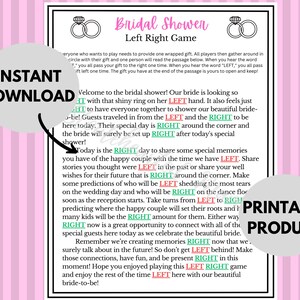 Bridal Shower Left Right Game Printable Bridal Shower Pass - Etsy