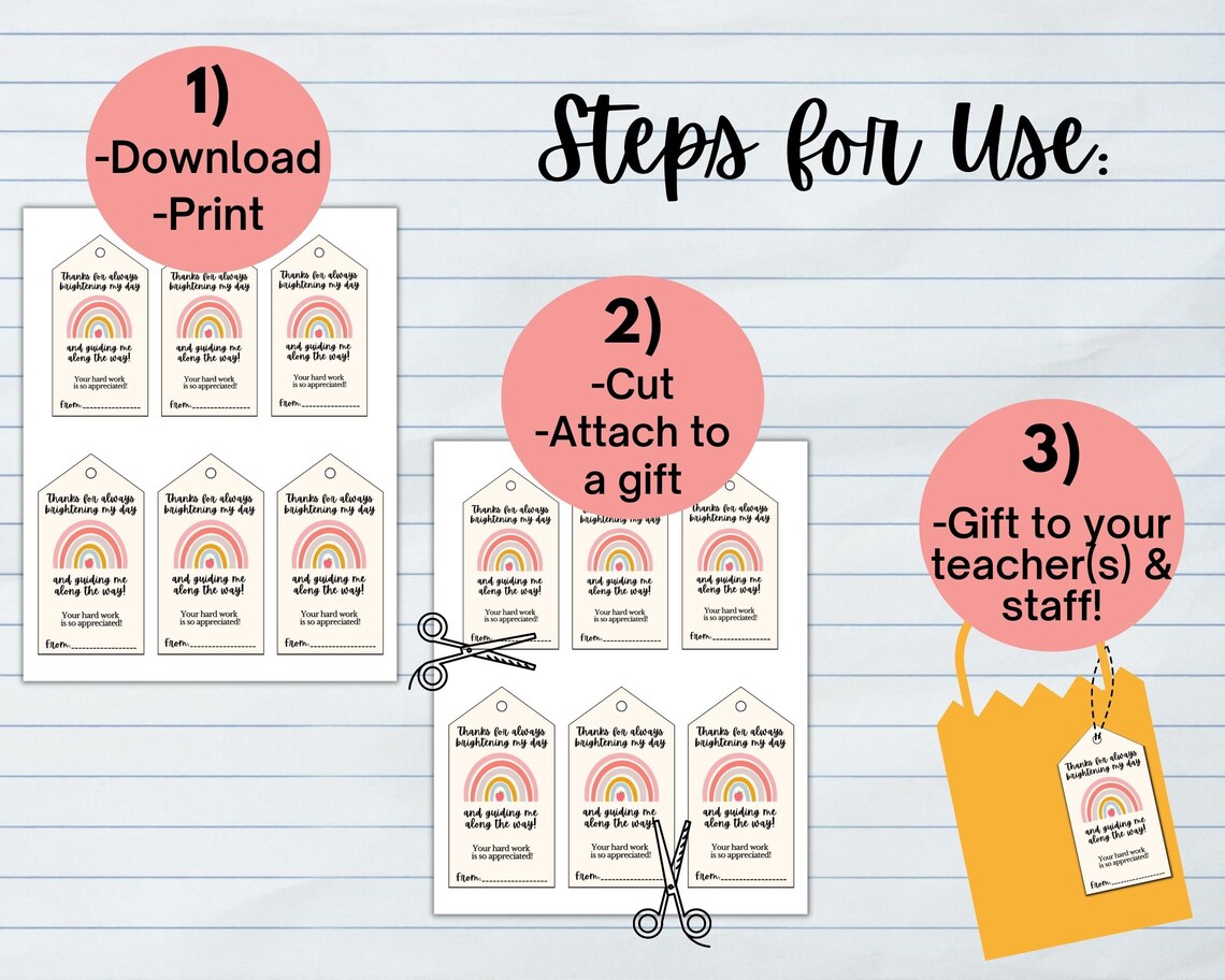 Teacher and School Staff Appreciation Gift Tags Printable Thank You ...