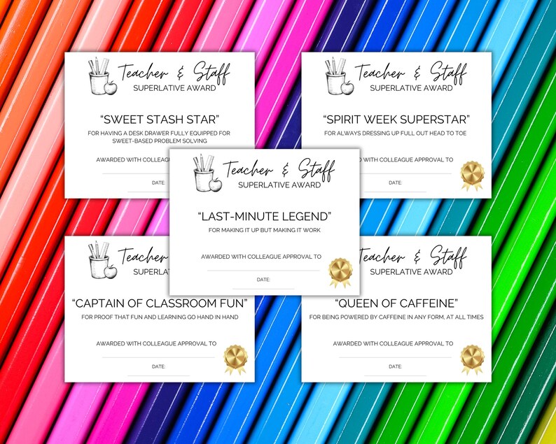 Funny Teacher Award, School Staff Awards, Teacher Superlatives ...