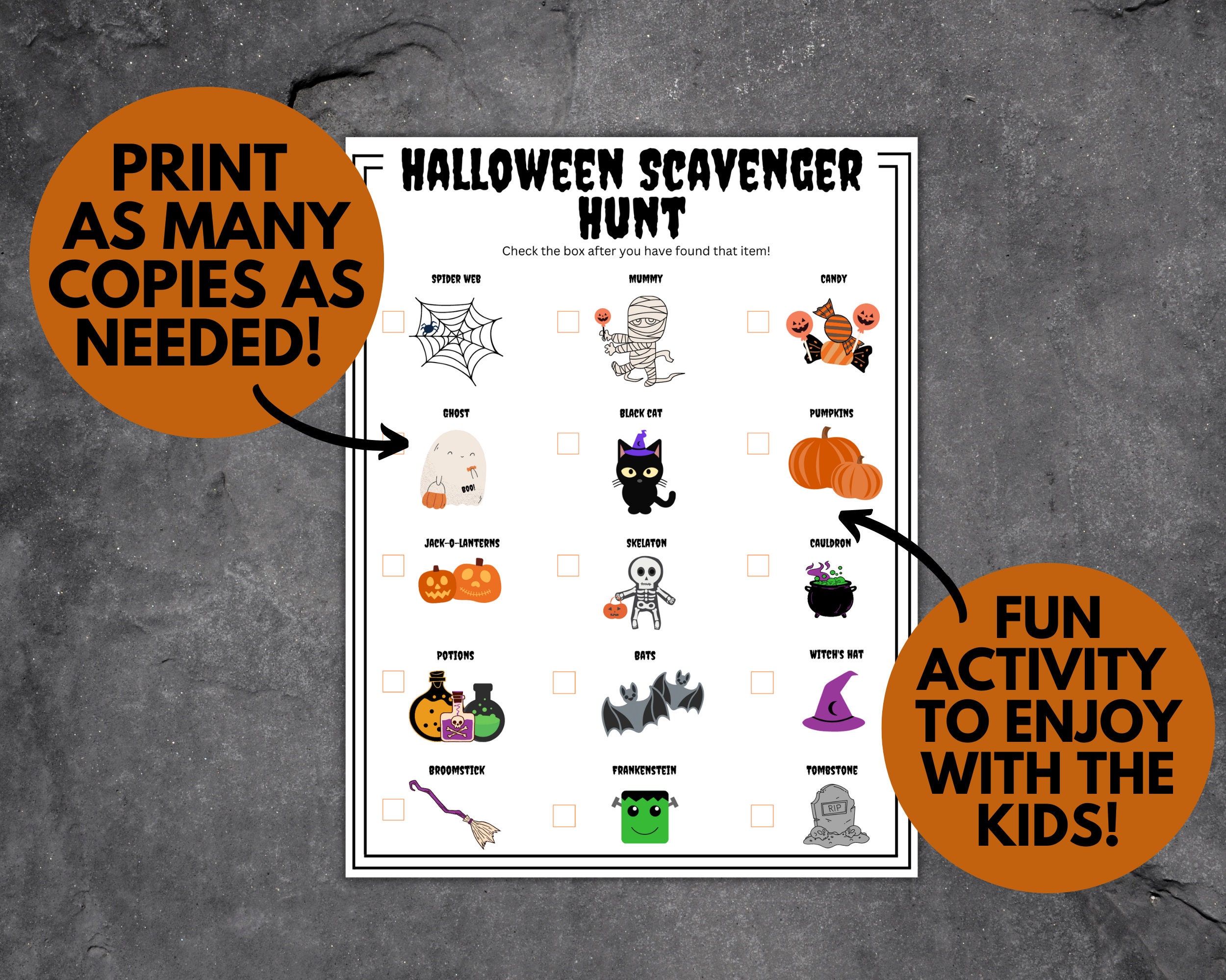 Halloween Outdoor Scavenger Hunt | Halloween Games for Kids 1st Grade ...