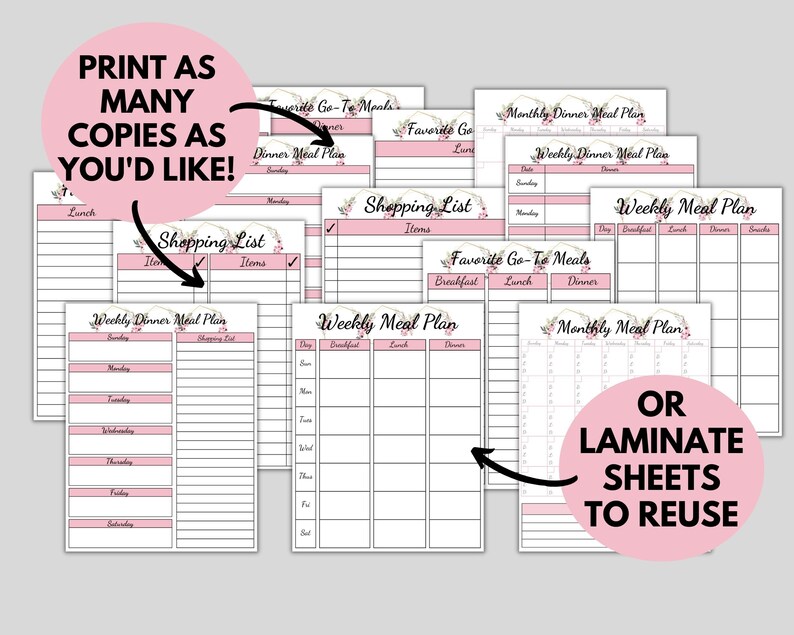 Meal Planner and Grocery List Printable | Recipe Book Meal Planner ...