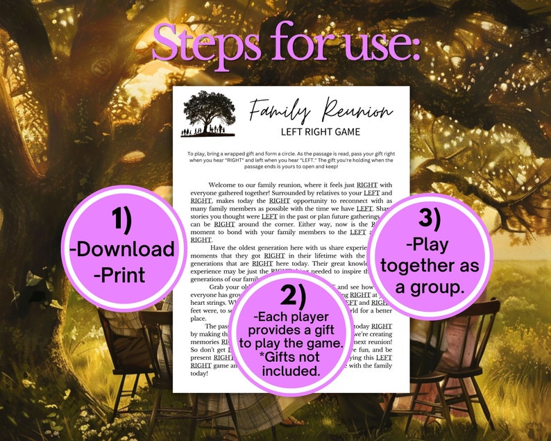 Family Reunion Left Right Game Printable | Family Reunion Pass the Gift ...