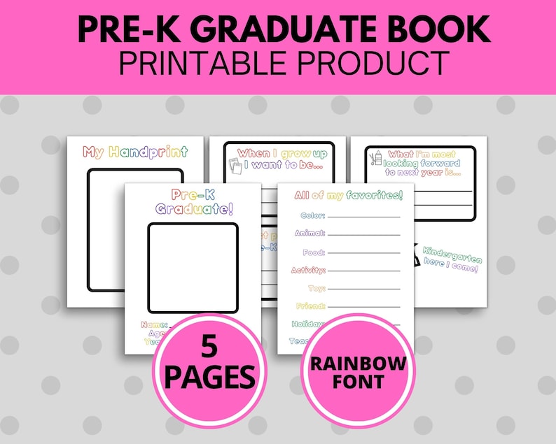 Pre-k Graduate Book Printable | Printable Keepsake Pages | Graduation ...
