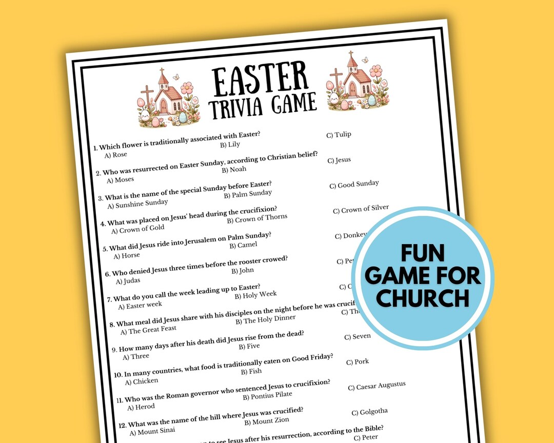 Easter Trivia Game | Easter Family Game Printable | Easter Adult and ...