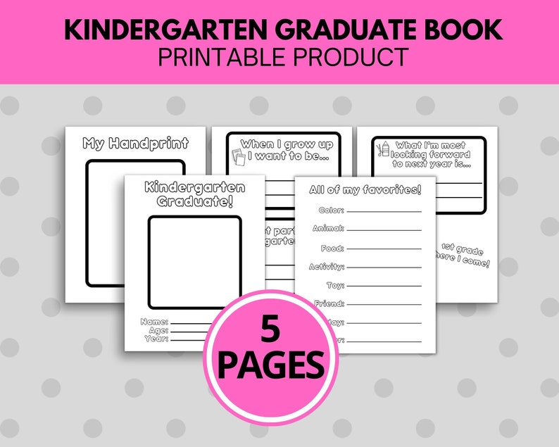Kindergarten Graduate Book Printable | Keepsake Pages | Graduation ...