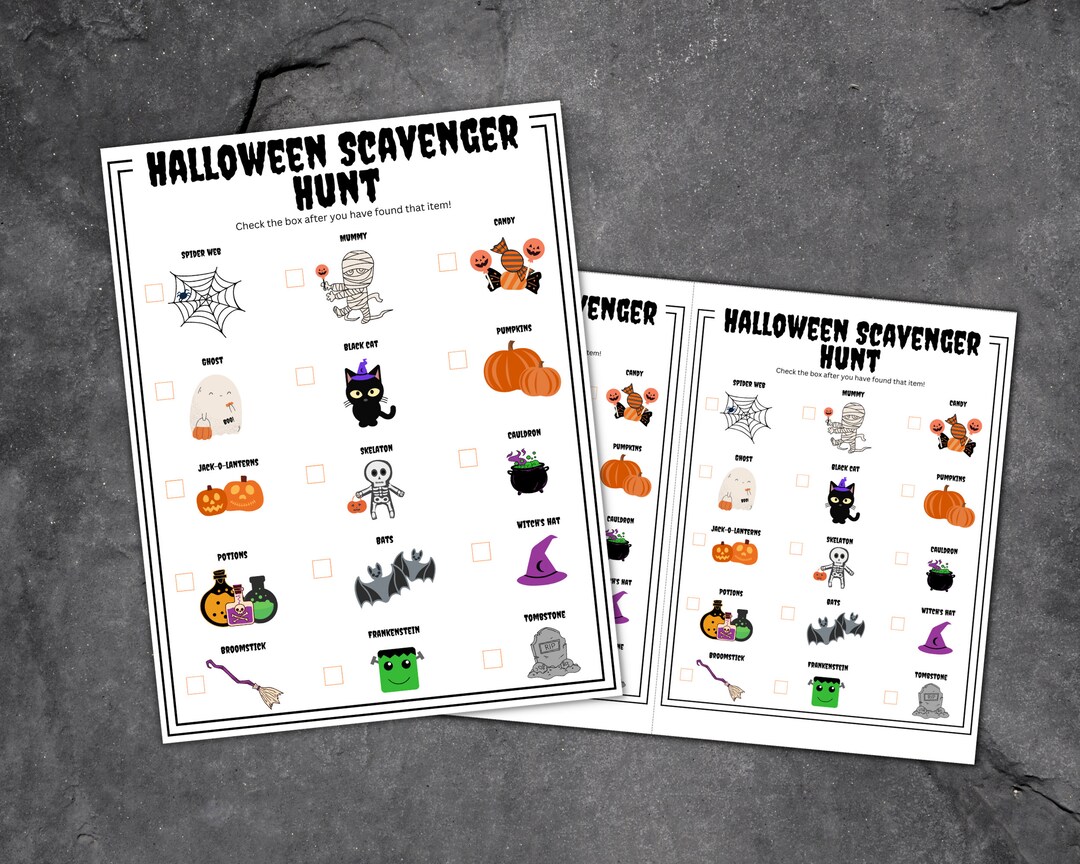 Halloween Outdoor Scavenger Hunt | Halloween Games for Kids 1st Grade ...