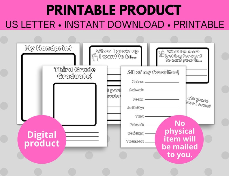 3rd Grade Graduate Book Printable Keepsake Pages - Etsy