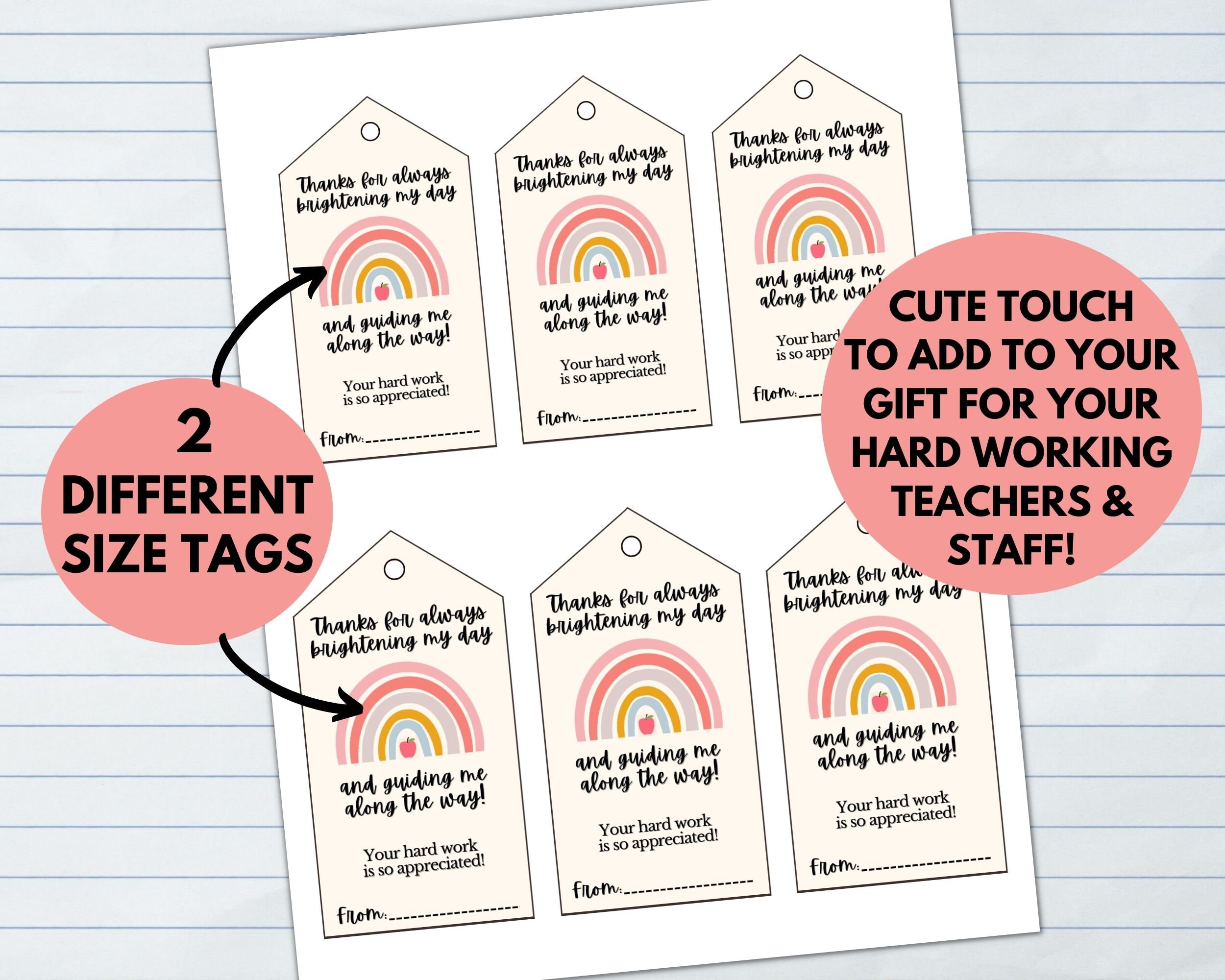 Teacher and School Staff Appreciation Gift Tags Printable Thank You ...