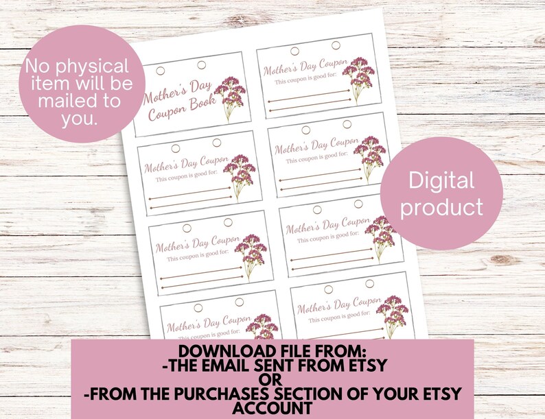 Printable Mothers Day Coupon Book Gift for Mom - Etsy