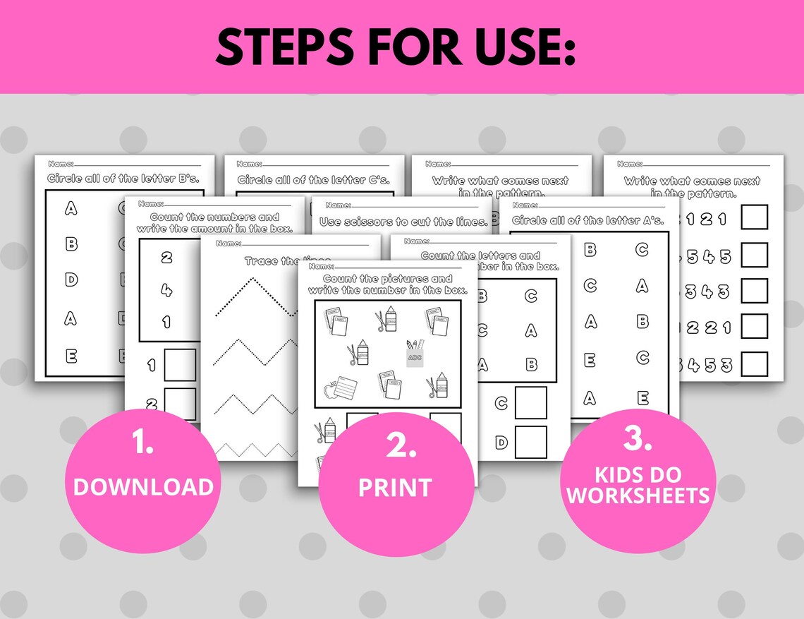 Kindergarten Worksheet Packet Printable Kindergarten - Etsy