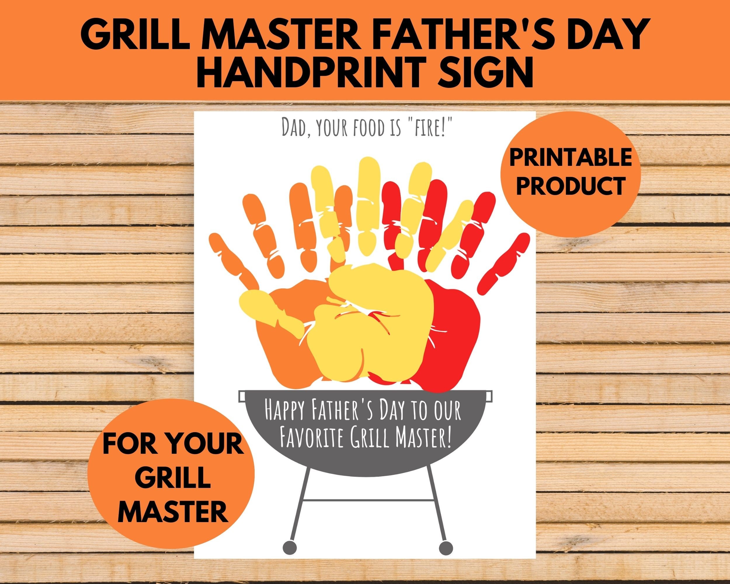 Grill Master Father's Day Handprint Sign Printable | BBQ Dad Sign ...