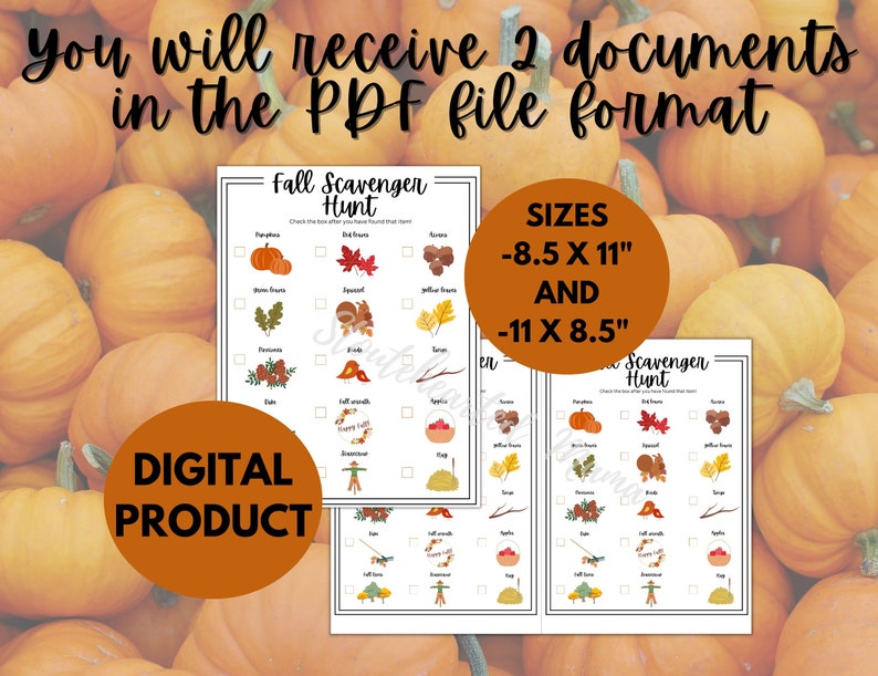 Fall Scavenger Hunt Printable for Kids Nature Walk Scavenger - Etsy