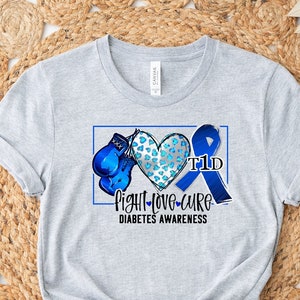 Diabetes Fight Love Cure Shirt, Diabetes Support Tee, Diabetes Warrior ...