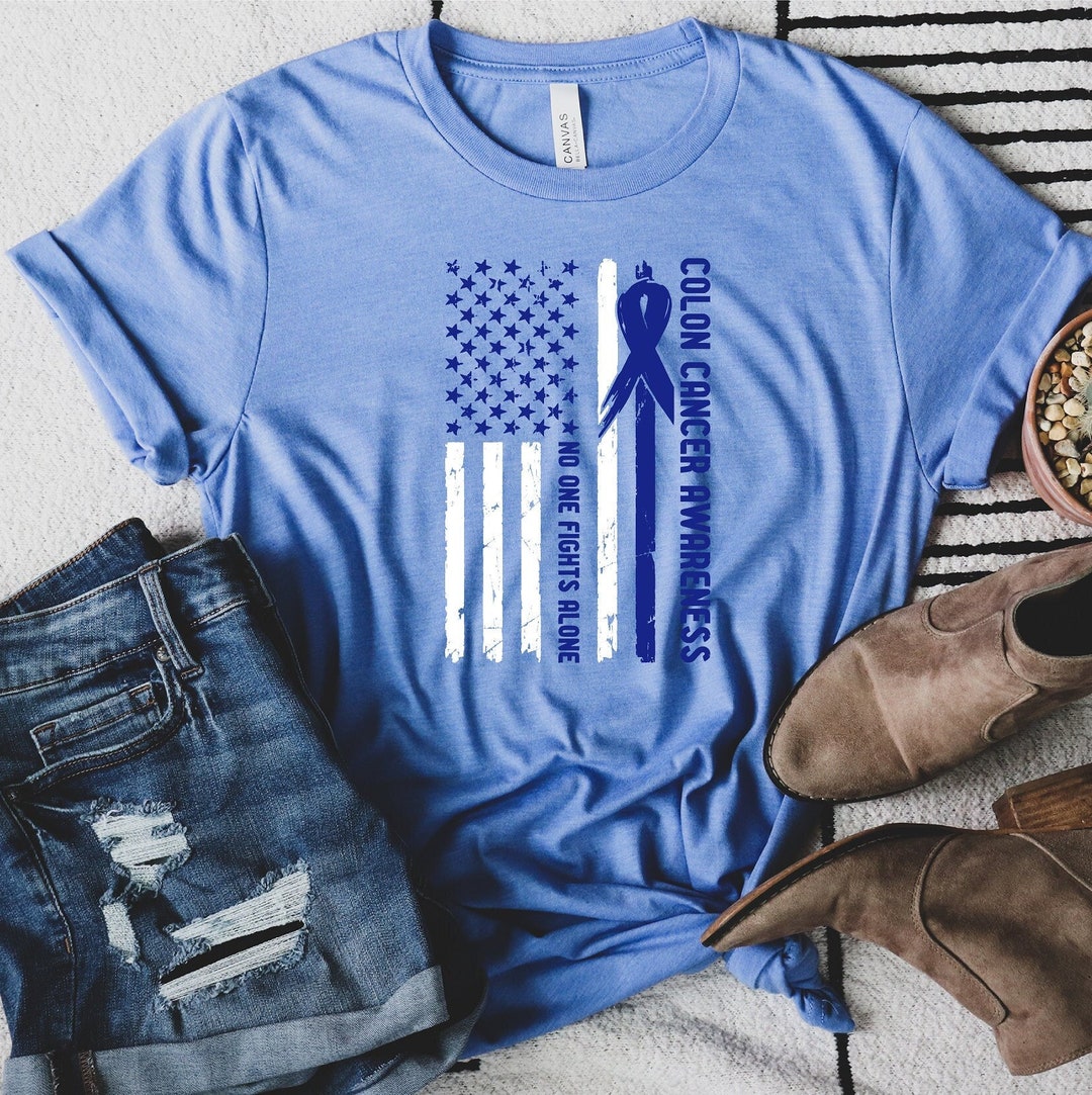 Colon Cancer Shirt, No One Fights Alone Shirt, Colon Cancer Awareness ...