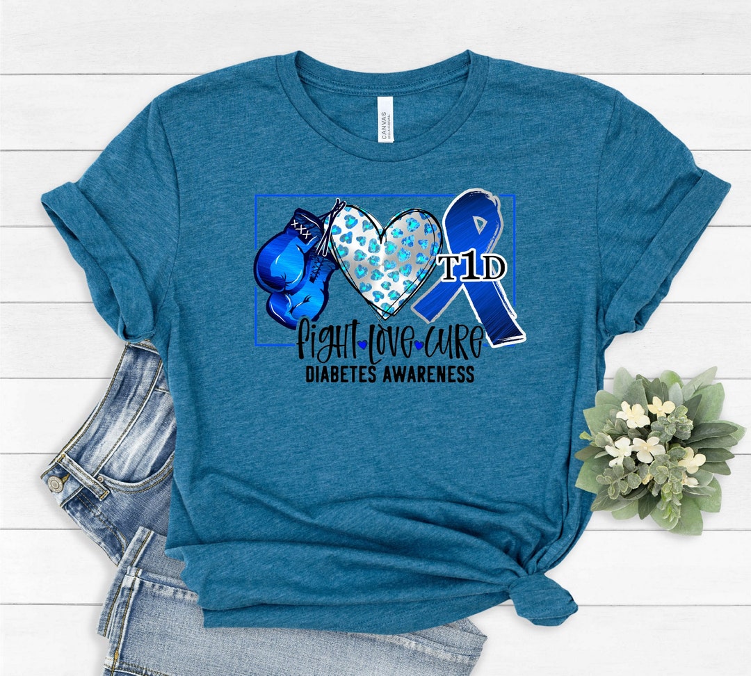 Diabetes Fight Love Cure Shirt, Diabetes Support Tee, Diabetes Warrior ...